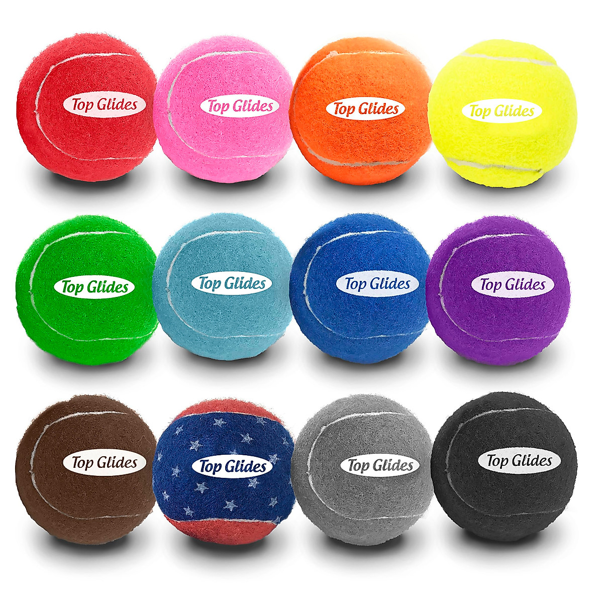 Top Glides Precut Walker Tennis Ball Glides - Patriotic - 2 Pairs