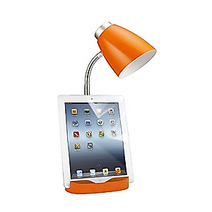 Limelights LD1002-ORG Gooseneck Organizer iPad Stand or Book Holder Desk Lamp, Orange 6.5 x 6.5 x 18.5