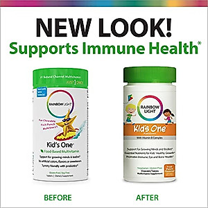 Rainbow Light Multivitamin for Kids, Vitamin C, Zinc, & B Complex, Support for Growing Minds & Bodies, Gluten Free, Vegetarian, Fruit Punch, 90 Tablets