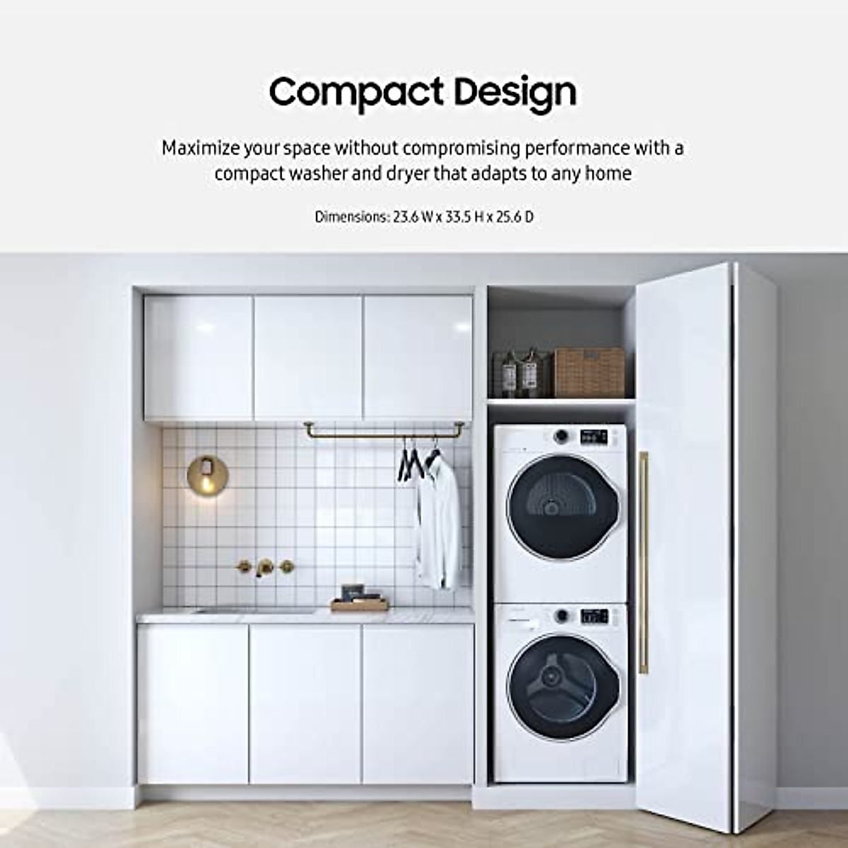 SAMSUNG 4.0 cu. ft. Electric Dryer, Compact Clothes Drying Machine, Stackable for Small Spaces w/ Sensor Dry, 12 Preset Cycles, Reversible Door, Internal Drum Light, DV22K6800EW/A1, White