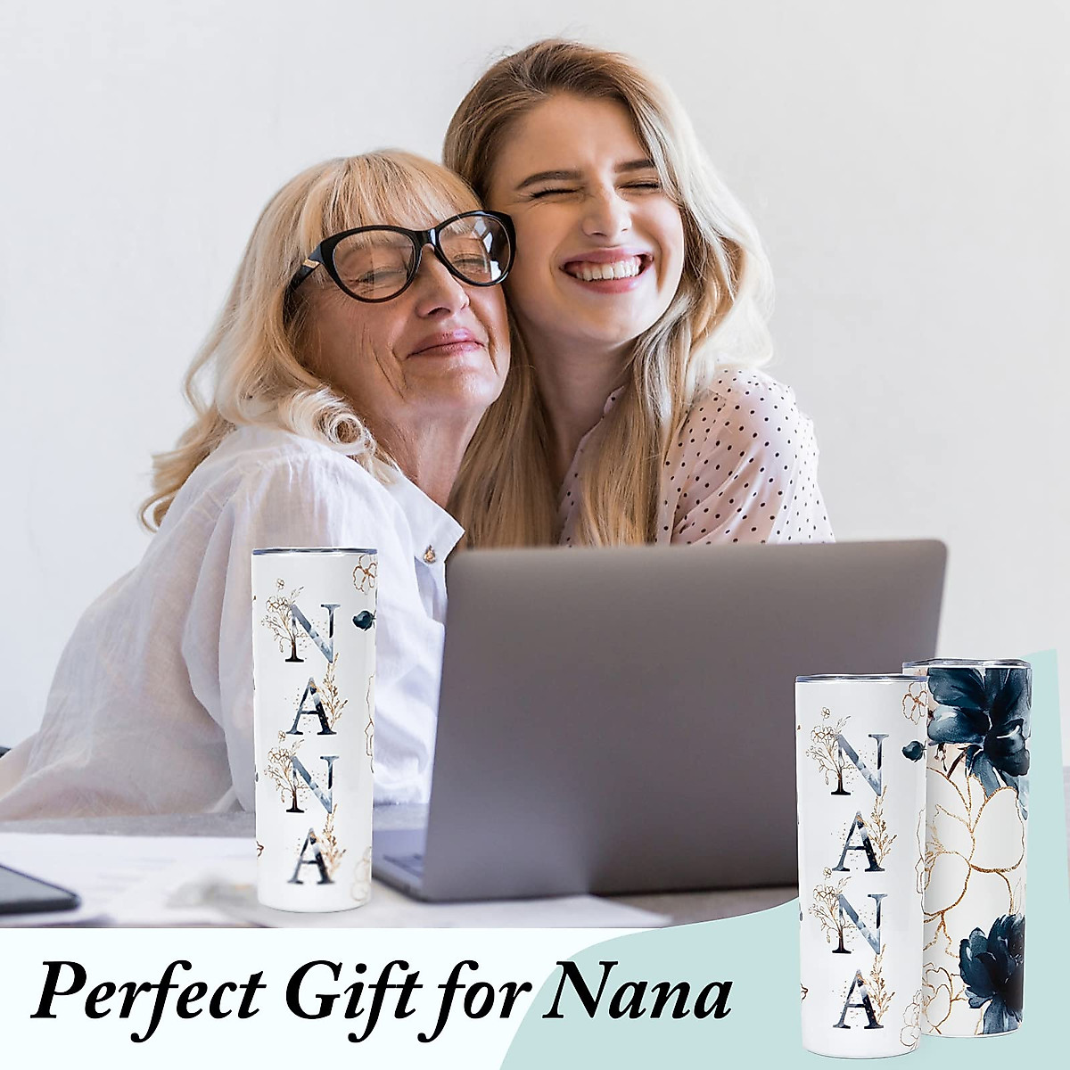 Joyseller Practical Mother's Day Gifts for Mom, 20 OZ Floral NANA Travel Mug for Grandma, Mom Gifts Tumbler for Holiday, Birthday, Mother's Day Gifts Ideas from Grandson, Granddaughter