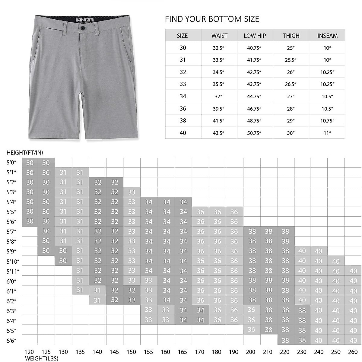 KNQR Mens Performance Quick Dry 4way Stretch Regular Fit All-Terrain Active Training Hybrid Shorts Beated Black 36
