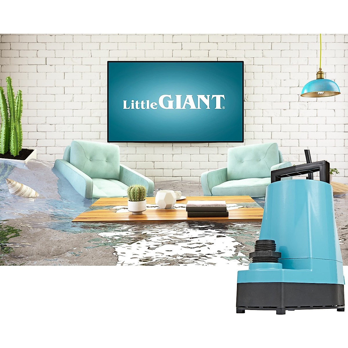 Little Giant LG5MSP 1/6 HP Submersible Hydroponic Pump, 5-MSP, 115V, GPH-LG5MSP, 1200 GPH, Blue & 599008 Piggyback Diaphragm Switch