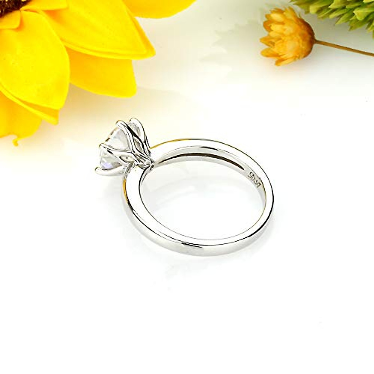 Sterling Silver Ring Round 2 carat CZ Stone 6 prong Classic Solitaire Wedding Engagement Ring 8MM (Size 5 to 10), 7