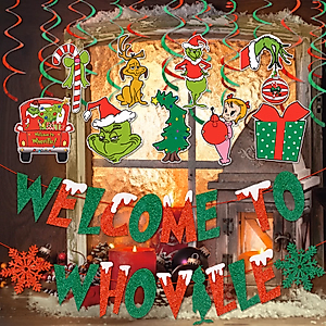 Welcome to Whoville Banner Whoville Christmas Decorations Christmas Whoville Decorations Green Christmas Decorations The Christmas Decor Christmas Party Supplies