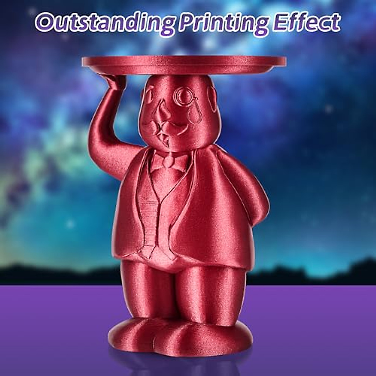 ERYONE Sparkly Glitter Shining PLA Filament for 3D Printer, 1.75mm +/-0.03mm, 1kg(2.2LBS)/Spool, Red