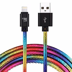 LAX [Apple MFi Certified] Fast Charger iPhone Lightning Cable, iPhone Cord Compatible with iPhone 14/13 /12/11 Pro Max/XS MAX/XR/XS/X/8/7 /6S /6 /SE /5S /iPad, iPod & More - (10FT-Rainbow)
