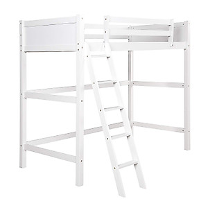 Harper & Bright Designs Loft Bed with Ladder and Safety Rail, Hight Loft Bed Twin Size, Wooden Loft Bed Frame, Twin Size Loft Bed for Decoration of Various Rooms (White)