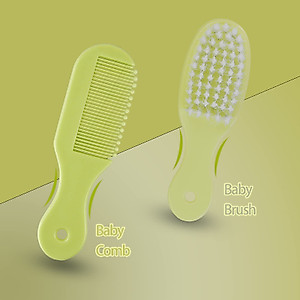 ZELINYE Baby Grooming Kit, 8 in 1 Baby Hair Brush/Nail Clipper/Nose Cleaner/Finger Toothbrush/Nail Scissors/Manicure Kit for Baby Care Keep Healthy and Clean(Yellow)
