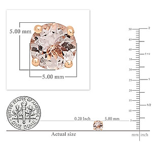 Dazzlingrock Collection 5mm Each Round Morganite Solitaire Stud Earrings for Women in 18K Rose Gold in Screw Back