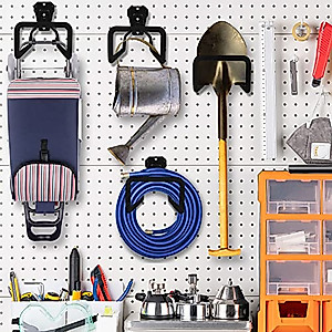 Luoximo Garden Water Hose Holder - Heavy Duty Hose Hanger Wall Mounted for Outside, Sturdy Hose Holder Freestanding Metal Hose Hook with Installation Guide(100ft)