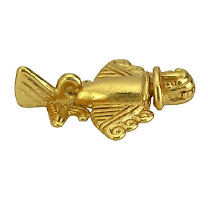 Across The Puddle, Ancient Aliens Jewelry Collection, 24k Gold Plated Pre-Columbian Quimbaya Golden Jet-9 / Ancient Aircraft-9 / Golden Flyer-9 Lapel Pin with Military Clutch