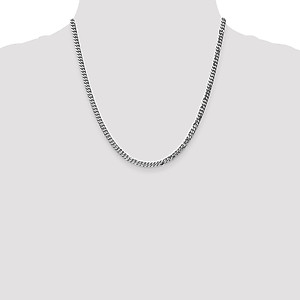 Solid 14k White Gold 3.2mm Beveled Curb Cuban Chain Necklace - with Secure Lobster Lock Clasp 20"