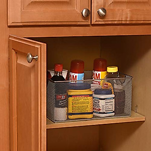 Silver Mesh Open Bin Storage Basket DVD Cd Book Holder, Closet Cabinet Organizer 12.1" x 7.87" x 5.87" Model #1116