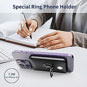 iWALK Magnetic Wireless Power Bank, 6000mAh Portable Charger with Finger Holder, Stronger Magnet Stick for Phone with Unique Mag-Suction Tech, Only Compatible with iPhone 14/13/12 Pro Max