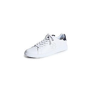 Tory Burch Women's Logo Howell Court Sneakers, White/Perfect Navy, 11 Medium US
