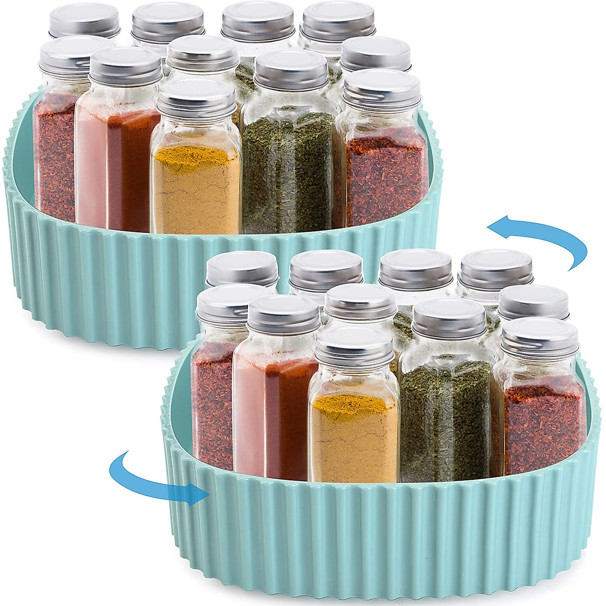 Peohud 2 Pack Lazy Susan Turntable, 9 Inch Cabinet Organizer, Rotating Storage Container for Kitchen, Cabinets, Pantry, Spinning Organizer Rotating Spice Rack Holder for Condiments, Cosmetic