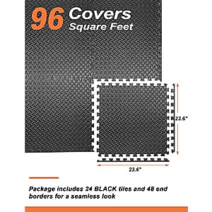 innhom Gym Flooring Gym Mats Exercise Mat for Floor Workout Mat Foam Floor Tiles for Home Gym Equipment Garage, 24 Pieces Black