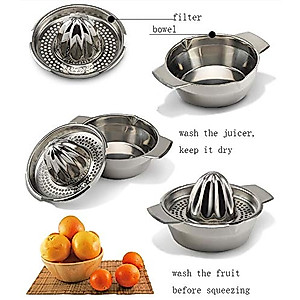 Stainless Steel Lemon Squeezer,Juicer with Bowl Container for Oranges Lemons Fruit Home Made Juice in Kitchen
