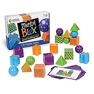 Learning Resources Mental Blox Critical Thinking Game, Homeschool, 20 Blocks, 40 Activity Cards, Ages 5+,Multicolor