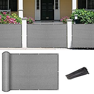 2'6" x 15' Grey Fence Screen Balcony Privacy Screen Shade Netting Mesh Cloth with Grommets for Apartment, Patio, Backyard, Porch, Railing - Customized Size