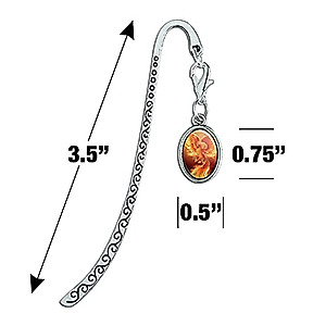 Phoenix Rising from the Flames Metal Bookmark Page Marker with Oval Charm
