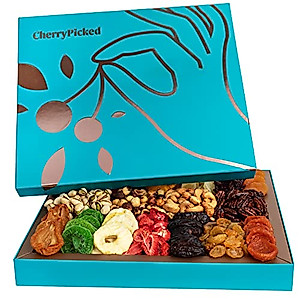 CherryPicked Christmas Dried Fruit And Nuts Gift Baskets, Holiday Prime Gourmet Food 18 Variety XL Gifts For Families Men Women Boyfriend, Best Healthy Mens Nut Basket Delivery, Kids Birthday Sympathy