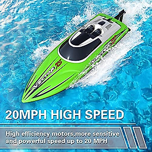 VOLANTEXRC RC Boat 20MPH Fast RC Boat for Adults 2.4Ghz Remote Control Boat for Pools and Lake with 2 Rechargeable Batteries Toys Gifts for Boys Girls Green