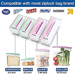 Urvoix Ziplock Bag Storage Organizer, 4 Pcs Acrylic Baggie Organizer, Food Storage Bag Organizer for Kitchen Drawer Compatible with Gallon, Quart, Snack, Sandwich Variety Size Bags