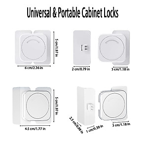 Cabinet Locks(12-Pack) for Babies, Kids and Toddlers Proofing Cabinet Child, safety Locks Suitable for Cabinets, Drawer and Refrigerator with Easy Installation (White) (8 Flat Lock+4 Right Angle Lock)