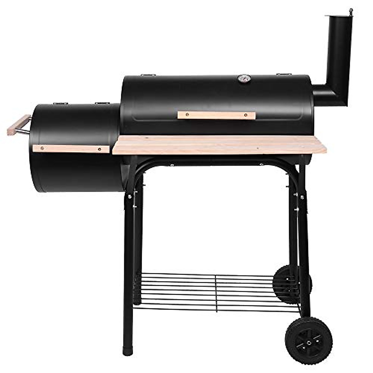 Charcoal Grill Outdoor BBQ with Offset Smoker Thermometer and Adjustable Damper Portable Barbecure Grill for Outdoor Garden Patio and Backyard Cooking(Ship from US)