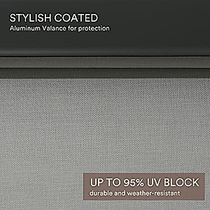 VICLLAX Premium Outdoor Roller Shade PVC Fabric Exterior Roller Shade Crank Operated with Aluminum Protective Valance for Porch Patio Pergola, 8 feet x 8 feet, Light Grey