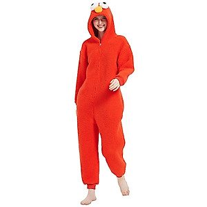 JNVarbeitet Adult Animal Onesie Elmo Costume Cosplay Unisex One Piece Pajamas for Women Men XL