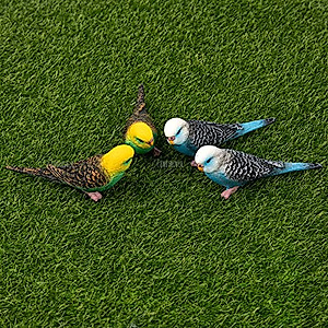 AUEAR, 4 Pack Bird Decorative Figurines, Mini Cute Fake Parrot Bird Parakeet Animal Model Toys Home Decor Garden Cake Decoration