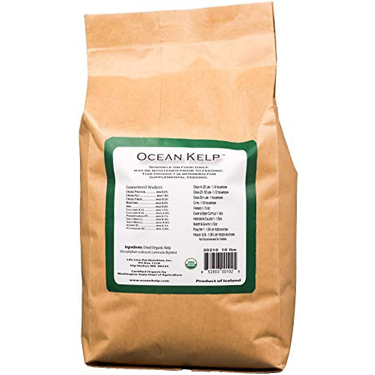 Life Line Pet Nutrition Organic Ocean Kelp Supplement for Skin & Coat, Digestion in Dogs & Cats,10lb, 20210