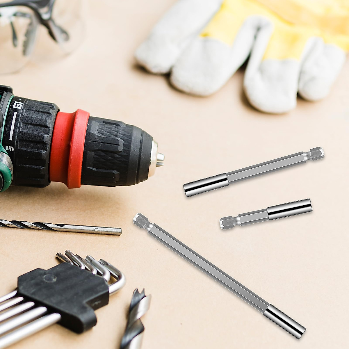 3PCS Magnetic Drill Bit Extension Holder 1/4" Hex Shank Magnetic Screwdriver Bit Holder S2 Steel Impact Driver Bit Set for Automotive Maintenance DIY Repair Work, 2, 4, 6-inch Extensions