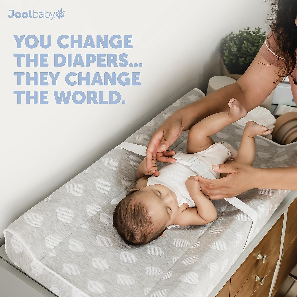 Contoured Changing Pad - Waterproof & Non-Slip, Includes a Cozy, Breathable, & Washable Cover - Jool Baby