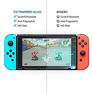 Nintendo Switch Screen Protector, TJS [Tempered Glass] [2-Piece] [Works While Docking] - 0.3mm Thickness/Bubble Free/Ultra Clear/9H Hardness/Anti-Scratch/Shatterproof/Anti-Fingerprint (Clear)