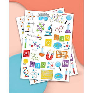 xo, Fetti Science Party Temporary Tattoos - 62 Silver Foil Styles | Future Mad Scientist Birthday Party Supplies, Educational Science Favors, Scientific Arts and Crafts