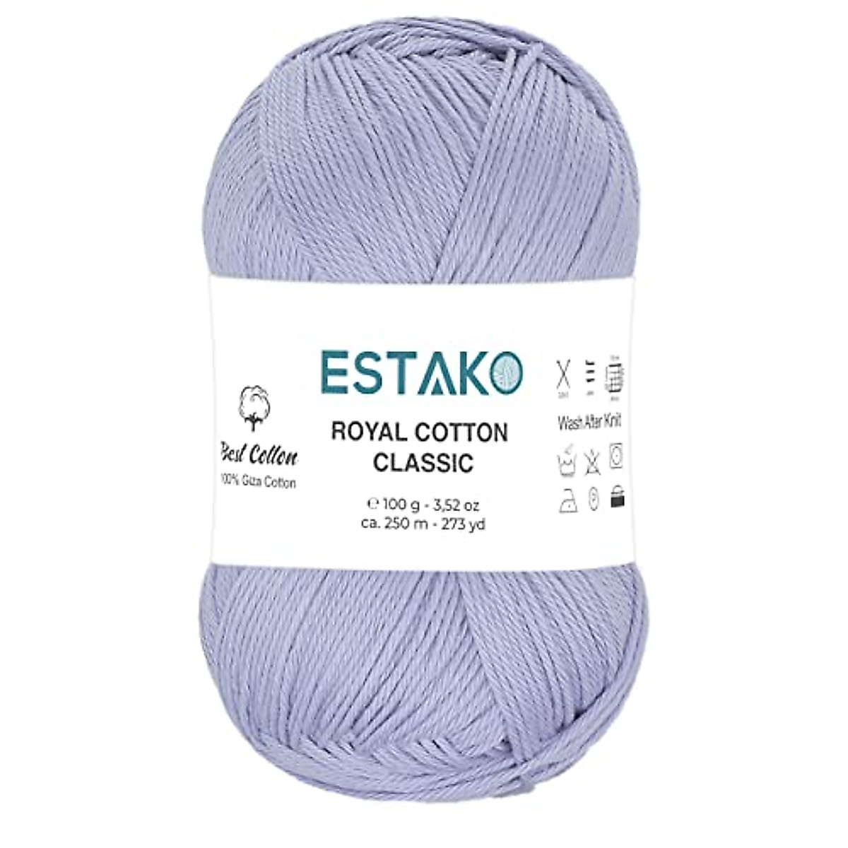 Estako Royal Cotton Classic, 100% Giza Cotton Yarn, Soft, Super Fino 1 for Crochet and Knitting 3.52 Oz (100g) / 273 Yrds (250m) (4071)