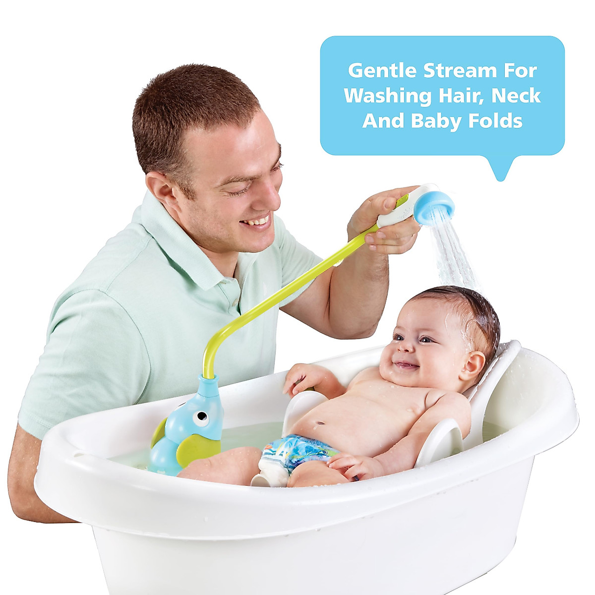 Yookidoo Baby Bath Shower Head - Elephant Water Pump and Trunk Spout Rinser - for Newborn Babies in Tub Or Sink