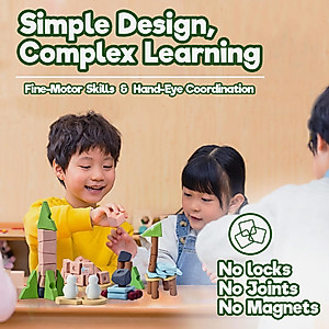 Taksa Toys Nature-Inspired Unique Reggio Emilia Learning Toys, Preschool Resources for Fine Motor Skills, Educational Building Blocks for Kids, Montessori Toys for 4 5 6 7+ Ages, Expert Pack 144 Pcs