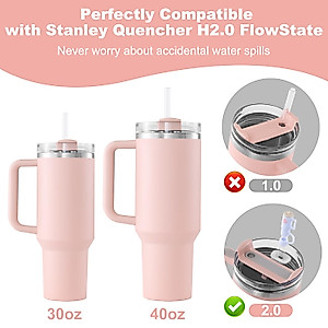 Upgraded Stanley Spill Stopper Set for Stanley Quencher H2.0 FlowState 30oz/40oz, Stanley Cup Accessories, Including 2 Straw Cover Cap, 2 Square Spill Stopper and 2 Round Leak Stopper (H2.0-6PCS)