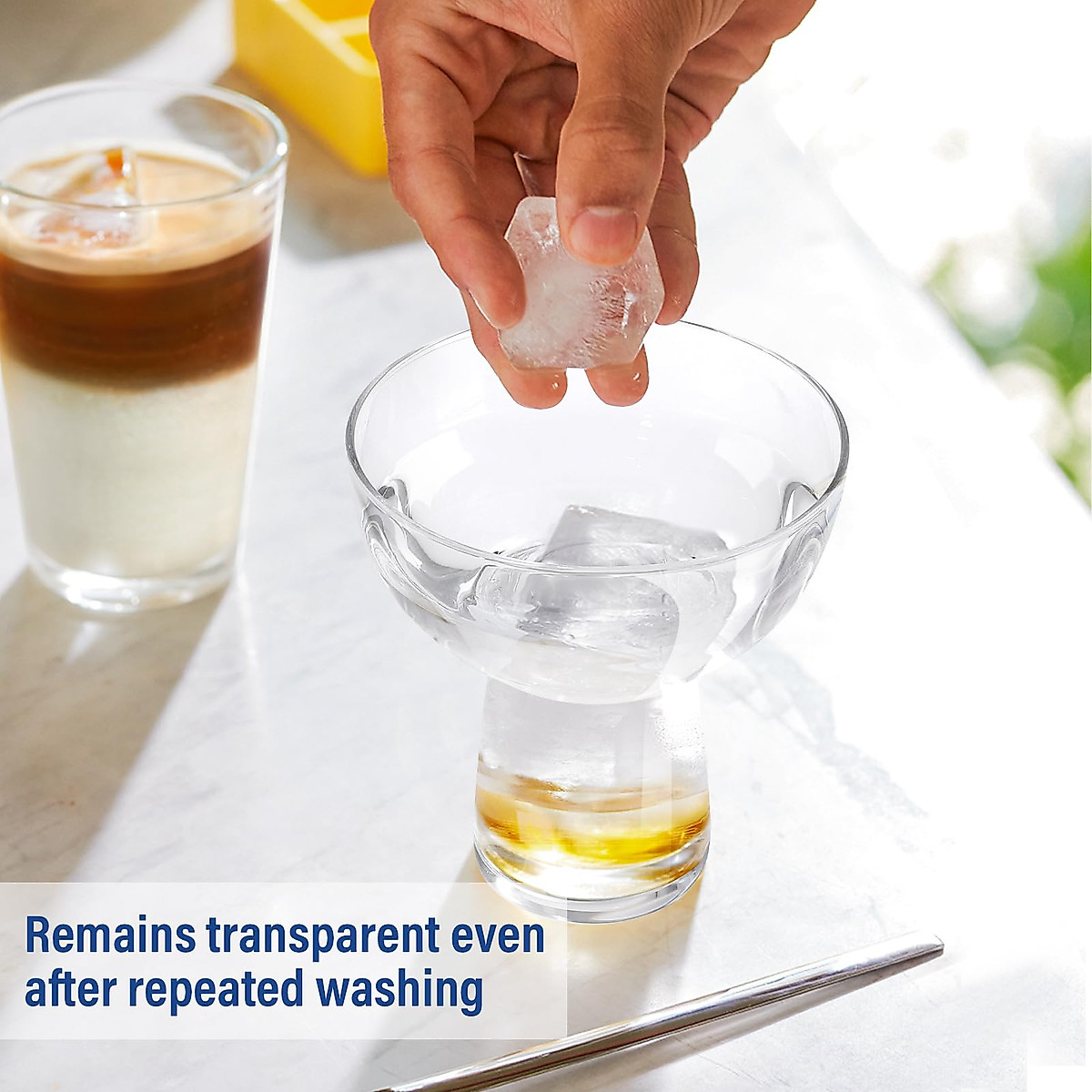 LEYU Stemless Margarita Glasses Set of 4, 11oz Margarita Glass for Frozen Cocktail, Mixed Drinks, Martini, Wine Glasses Set, Hand-Blown Glass Cups-Clear