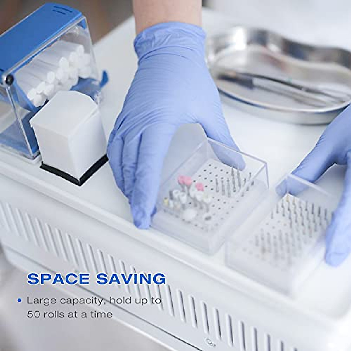 faruijie Dental Cotton Roll Dispenser Holder Organizer Hygienic Cotton Roll Divider Professional Clinic Home Use Transparent Press Type