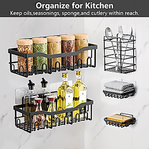 senzibser Shower Caddy [5-Pack] Black Shower Shelves for Inside Shower with Soap Caddy&Toothbrush Holder.NO Driling Easy Installation shower shelf