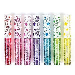 3C4G Three Cheers for Girls by Make It Real - 7 Days Glitter Lip Gloss - Flavored Lip Gloss Set for Girls - Strawberry, Raspberry, Vanilla and More! - 7 Piece Lip Gloss Kit