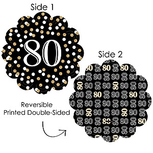 Big Dot of Happiness Adult 80th Birthday - Gold - Birthday Party Round Table Decorations - Paper Chargers - Place Setting for 12