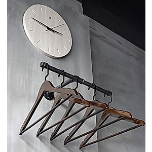 Y-Nut Wall Mounted Industrial Pipe Cloth Hanger Rack, Heavy Duty Rustic Iron Steampunk Style, Black Electroplated Finish with Mounting Hardware Included, Rust Free
