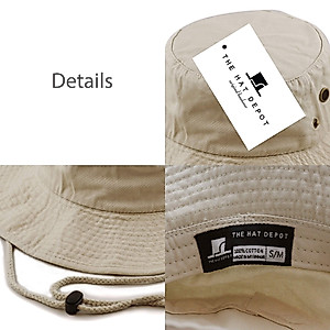 The Hat Depot 300N1510 Wide Brim Foldable Double-Sided Outdoor Boonie Bucket Hat (L/XL, 2. Cotton - Khaki)